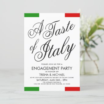 Italian Themed Dinner | Engagement Party Invite | Zazzle