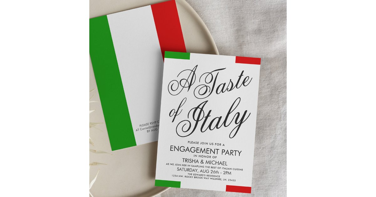 Italian Themed Dinner | Engagement Party Invite | Zazzle