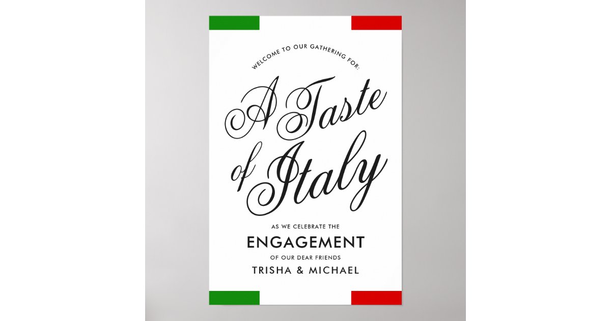Italian Themed Dinner | Engagement Party Poster | Zazzle