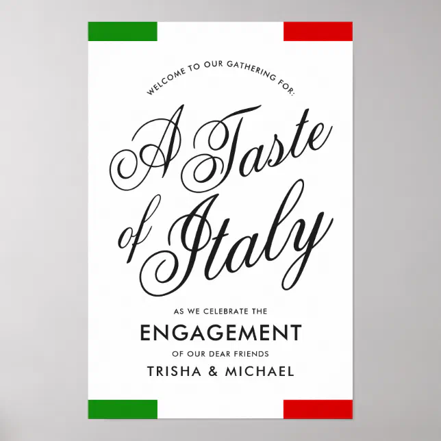 Italian Themed Dinner | Engagement Party Poster | Zazzle