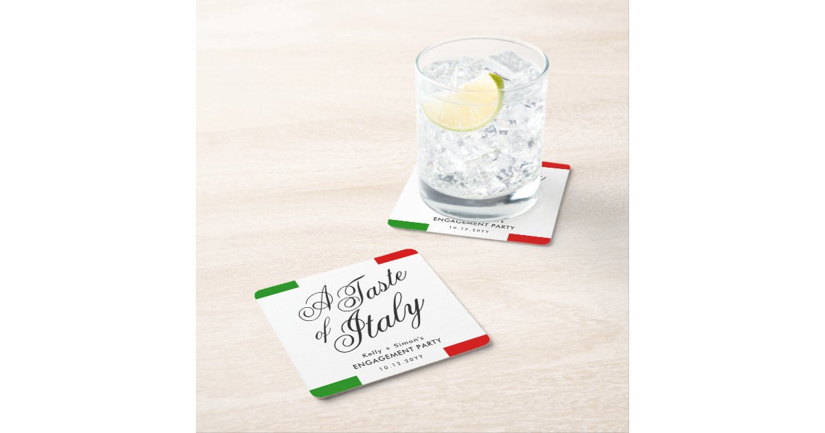 Italian Themed Dinner | Engagement Party Square Paper Coaster | Zazzle