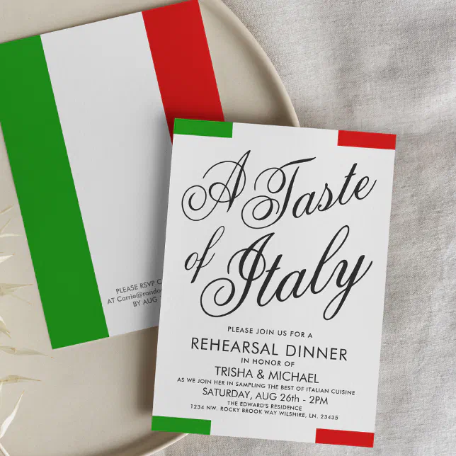 Italian Themed Dinner | Rehearsal Dinner Invite | Zazzle