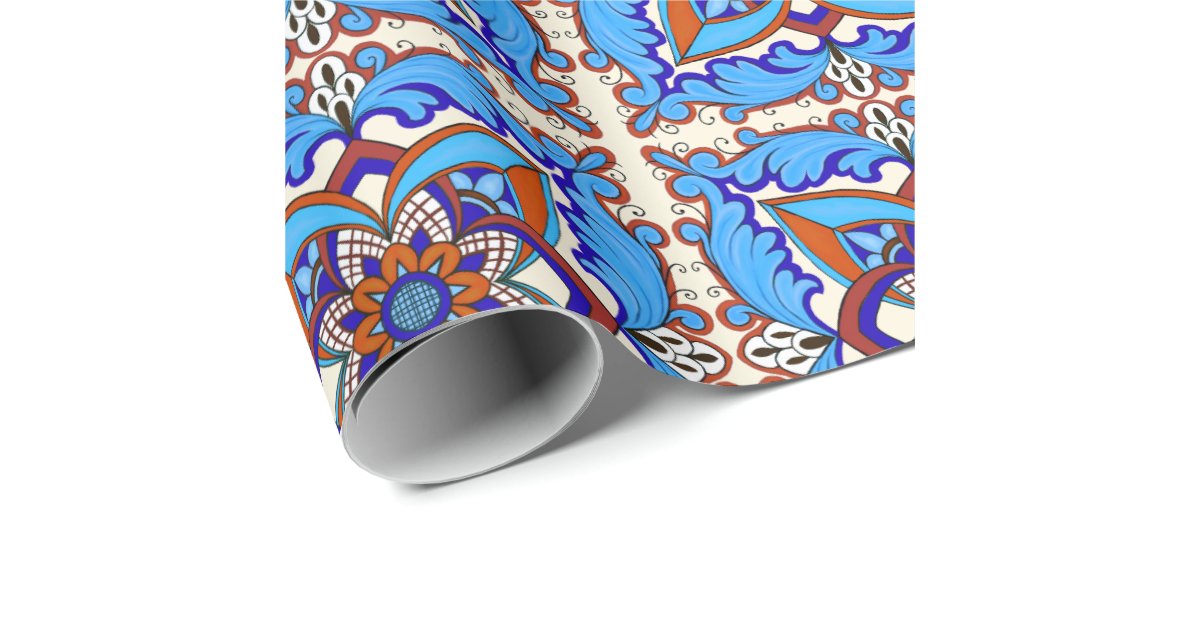 Italian tile design wrapping paper | Zazzle