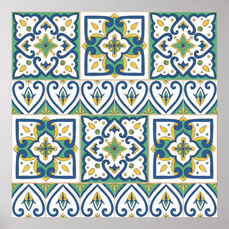 Italian Tile Pattern – Sicilian ceramic Poster | Zazzle