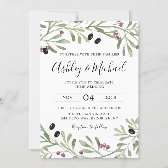 Italian Tuscan Greek Wedding Invitation | Zazzle