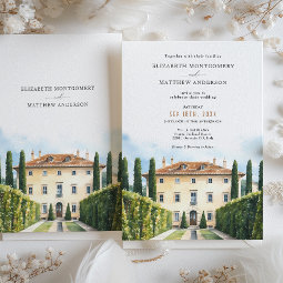 Italian Villa Balbiano Watercolor Wedding Invitation | Zazzle