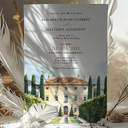 Italian Villa Balbiano Watercolor Wedding Invitation | Zazzle