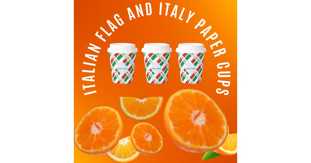 Italy and Italian Flag Tiled Green Personalization Paper Cups | Zazzle