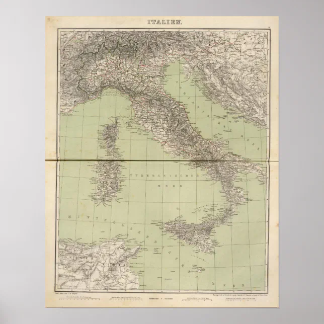 Italy Atlas Map Poster | Zazzle