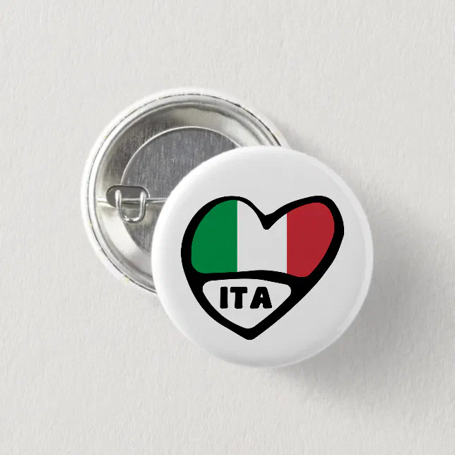 Italy Country Code Flag Heart Pin Badge, ITA | Zazzle