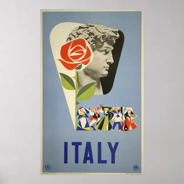 Italy David Statue Vintage Travel Poster | Zazzle