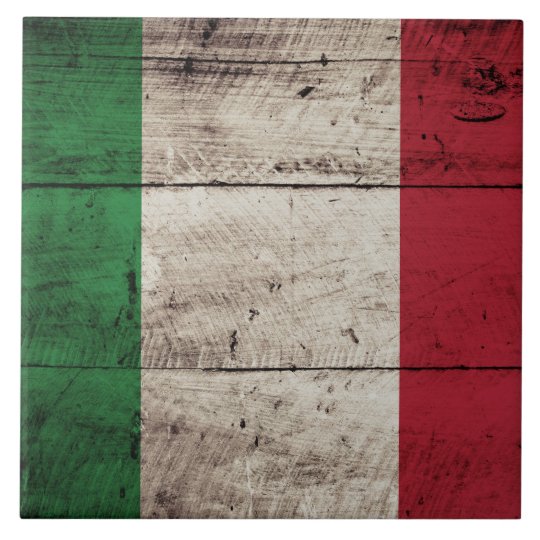 Italy Flag on Old Wood Grain Ceramic Tile | Zazzle.com