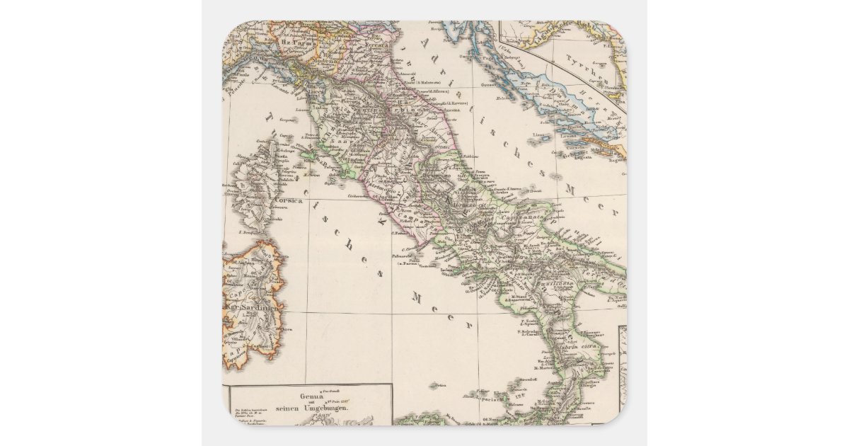 Italy from 1450 to 1792 square sticker | Zazzle