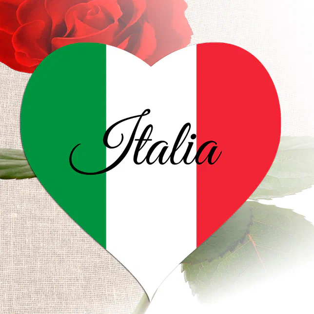 Italy Heart Sticker, Patriotic Italian Flag Heart Sticker | Zazzle