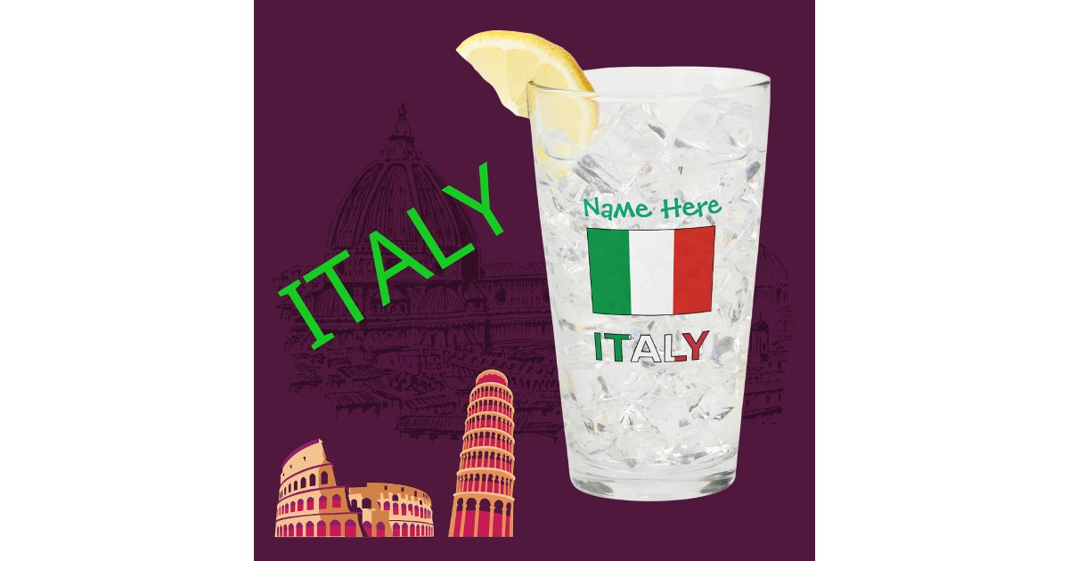 Italy Italian Flag Green Personalization Glass | Zazzle