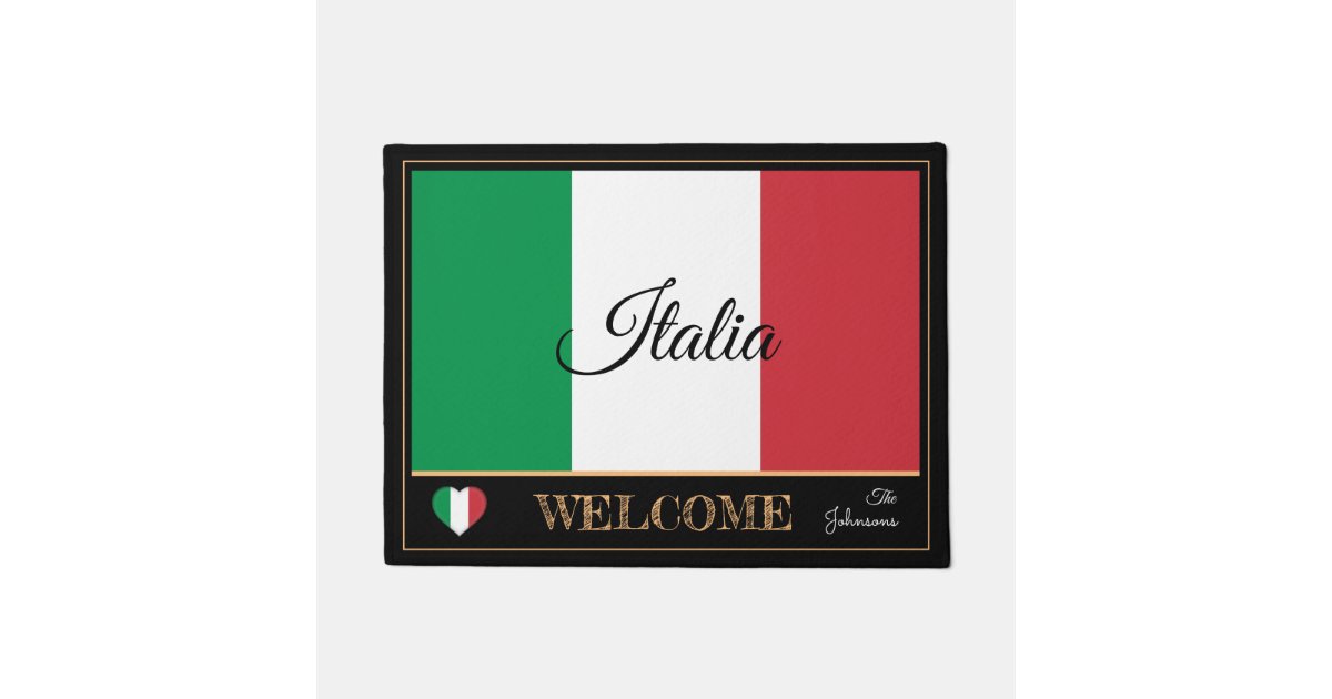 Italy & Italian Flag house mat /sports Welcome | Zazzle