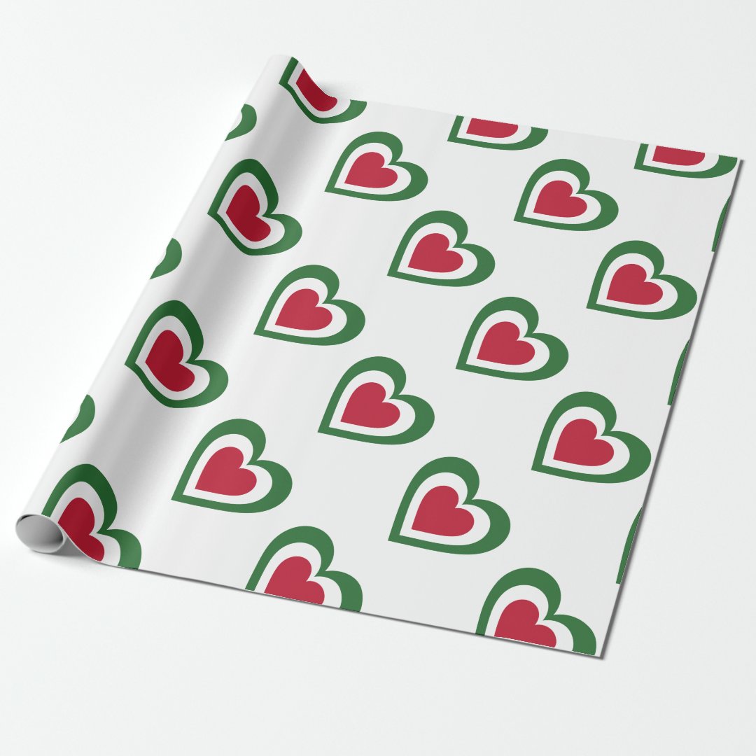 Italy/Italian Flag-inspired Hearts Wrapping Paper | Zazzle