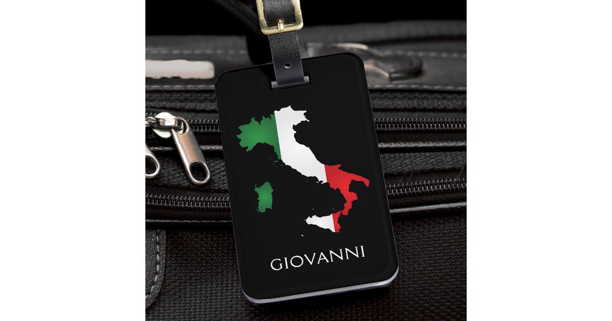 Italy Italian Flag Red White Green Italia Map Luggage Tag | Zazzle