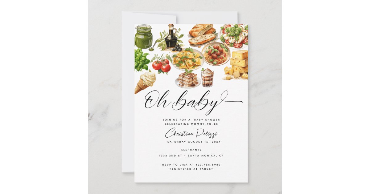 Italy | Italian Food | Baby Shower Invitation | Zazzle