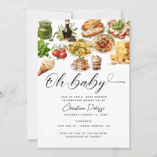Italy | Italian Food | Baby Shower Invitation | Zazzle