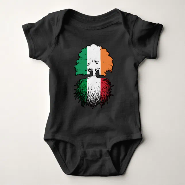 Italy Italian Irish Ireland Tree Roots Flag Baby Bodysuit | Zazzle