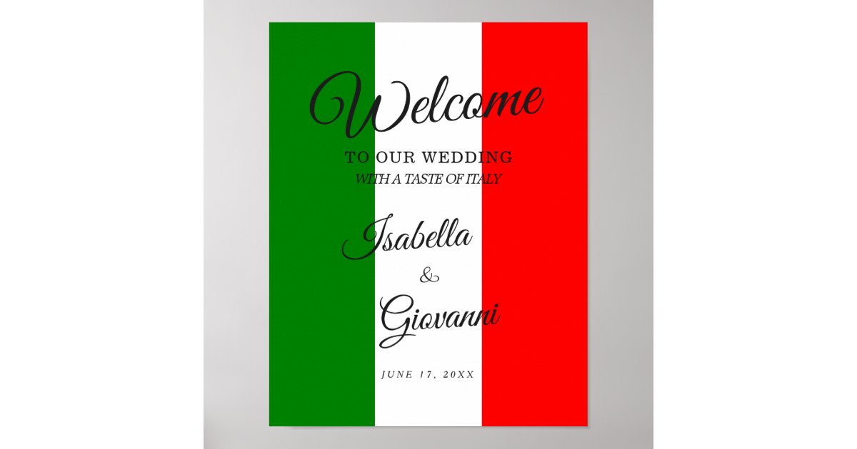 Italy Italian Wedding Welcome Sign | Zazzle