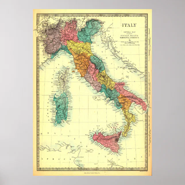 Italy map Poster | Zazzle