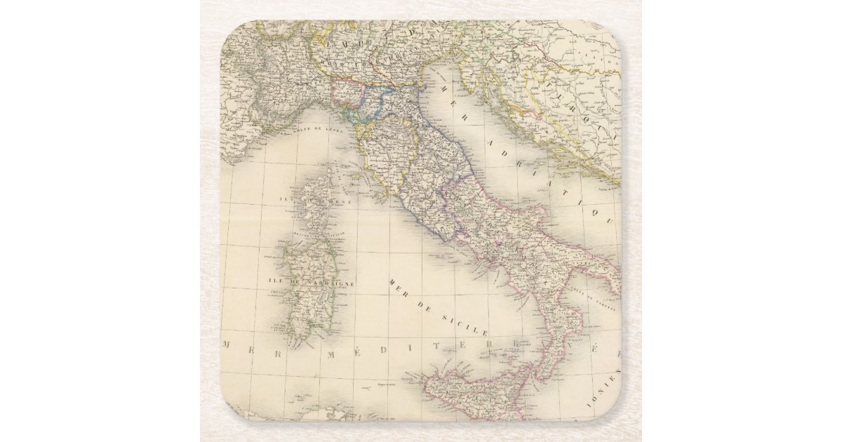 Italy Map Square Paper Coaster | Zazzle