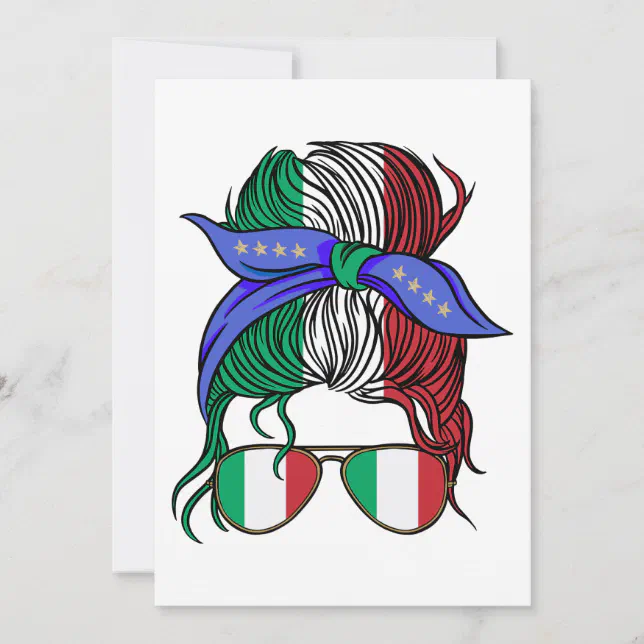 Italy messy bun with Italian Flag Invitation | Zazzle