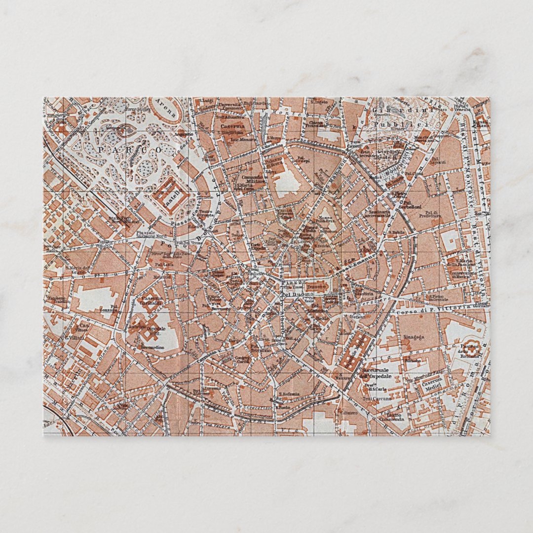 Italy - Milan City Map Postcard | Zazzle