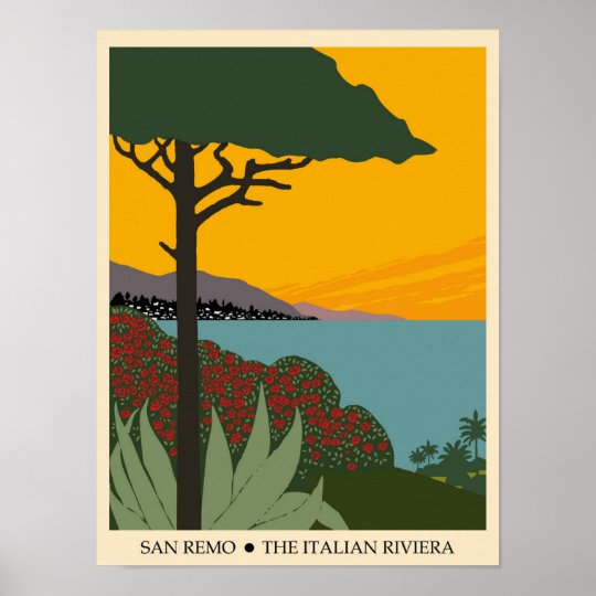 Italy San Remo Vintage Travel Poster | Zazzle.com