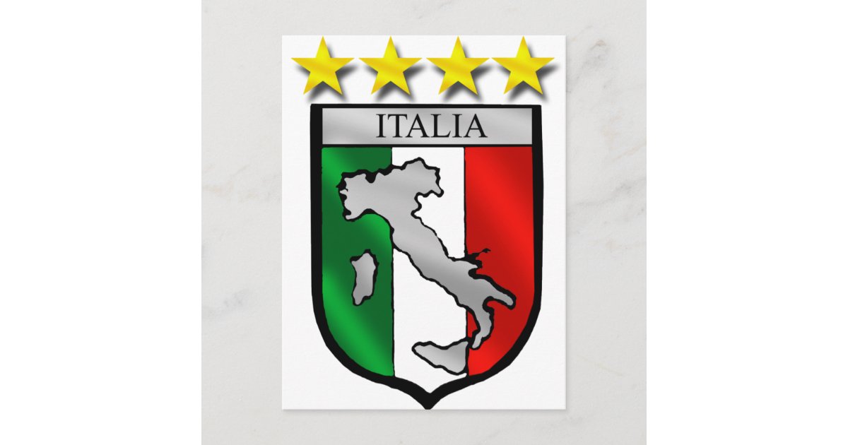 italy shield Italy flag italia map soccer lovers Postcard | Zazzle