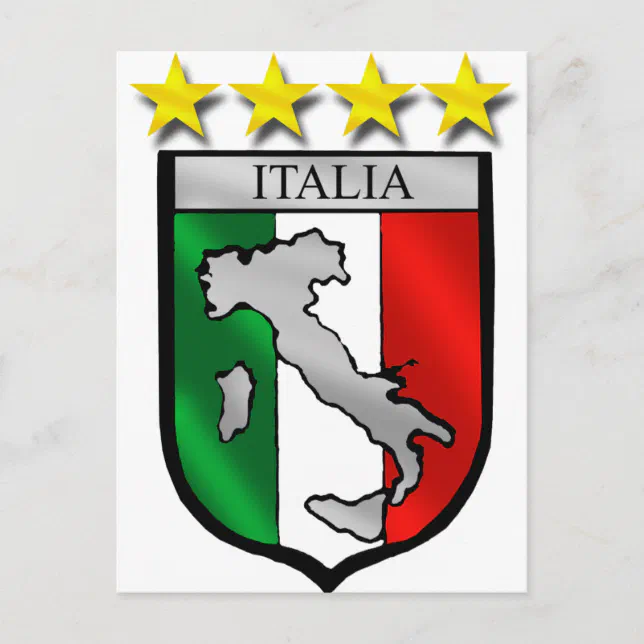 italy shield Italy flag italia map soccer lovers Postcard | Zazzle