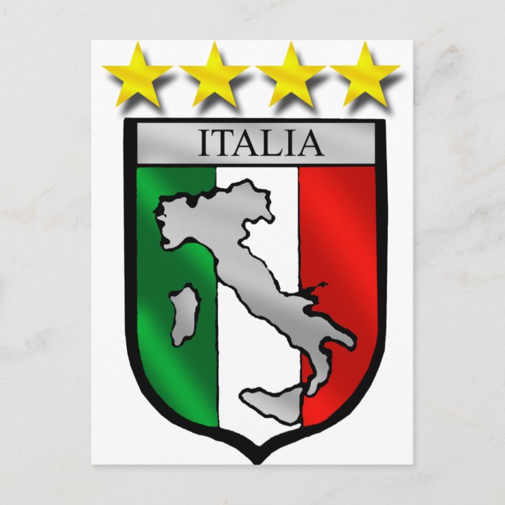 italy shield Italy flag italia map soccer lovers Postcard | Zazzle