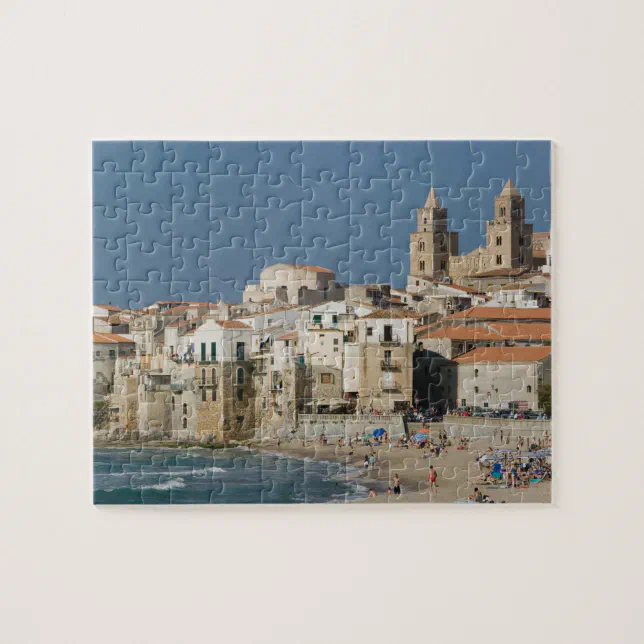 Italy, Sicily, Cefalu, Town View with Duomo from Jigsaw Puzzle | Zazzle