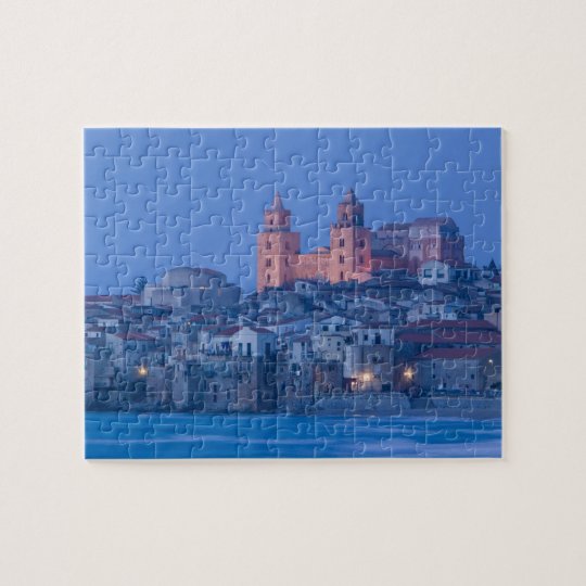Italy, Sicily, Cefalu, View with Duomo from Jigsaw Puzzle | Zazzle.com
