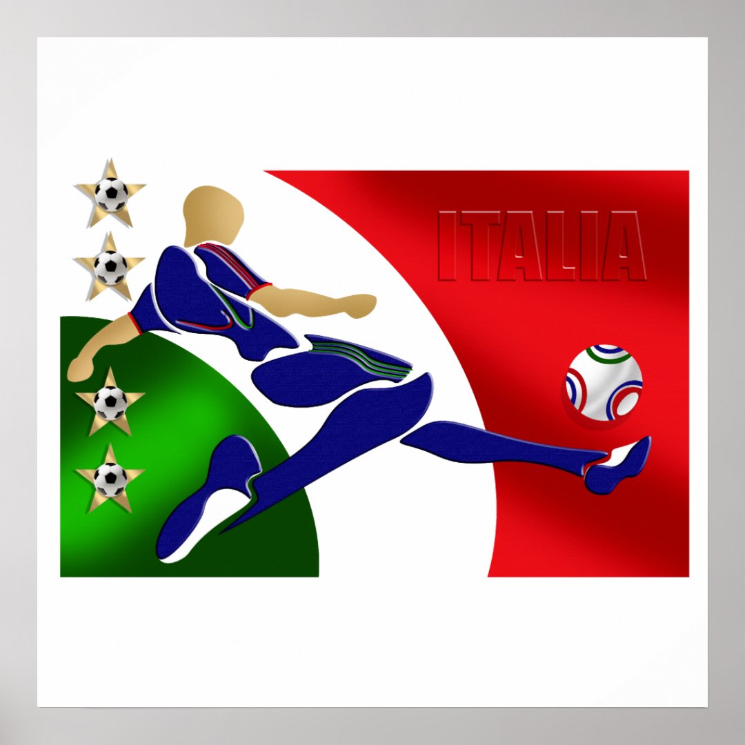 Italy Soccer Mens Athlete football Italia flag fan Poster | Zazzle