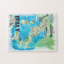 Italy Travel Map Jigsaw Puzzle | Zazzle