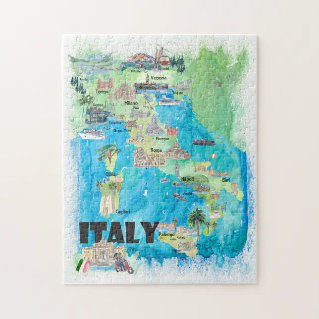 Italy Travel Map Jigsaw Puzzle | Zazzle