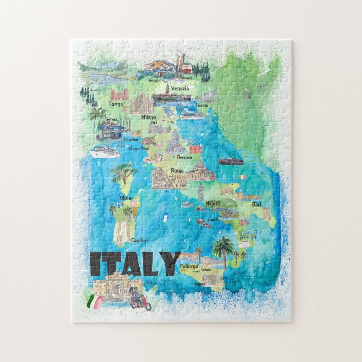 Italy Travel Map Jigsaw Puzzle | Zazzle