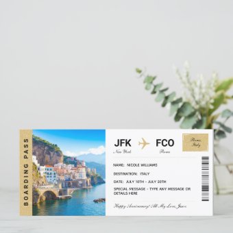 Italy Vacation Travel Gift Ticket Boarding Pass | Zazzle