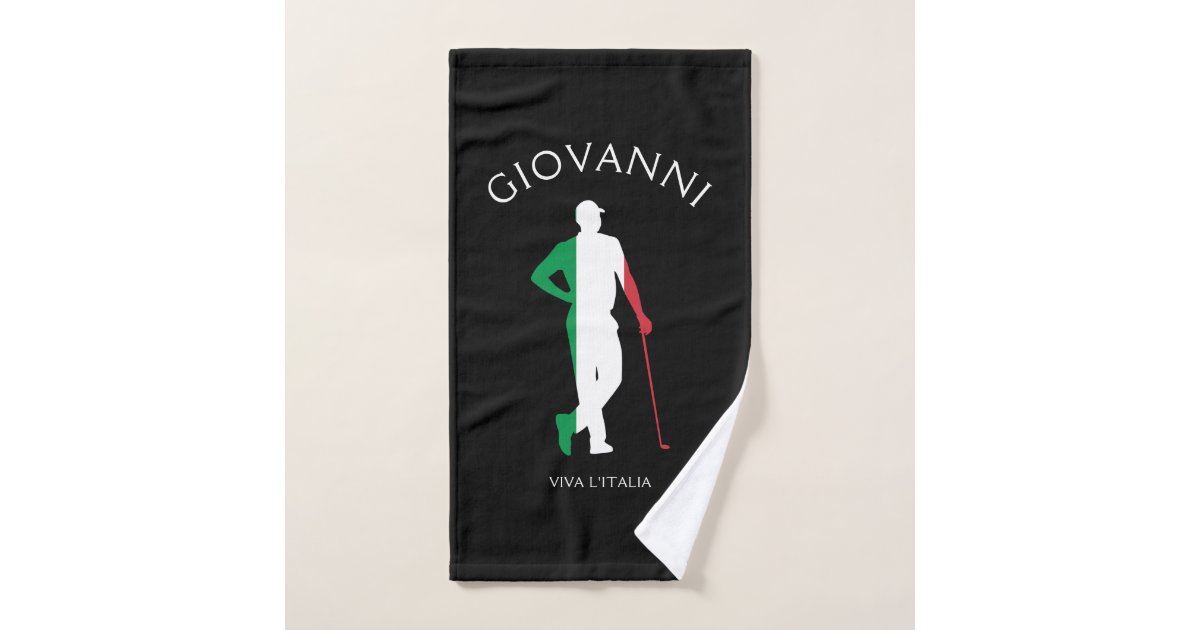 Italy Viva l'Italia Italian Flag Male Golfer Golf Hand Towel | Zazzle