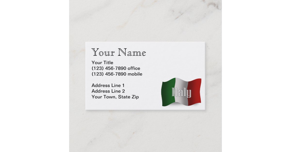 Italy Waving Flag Business Card | Zazzle