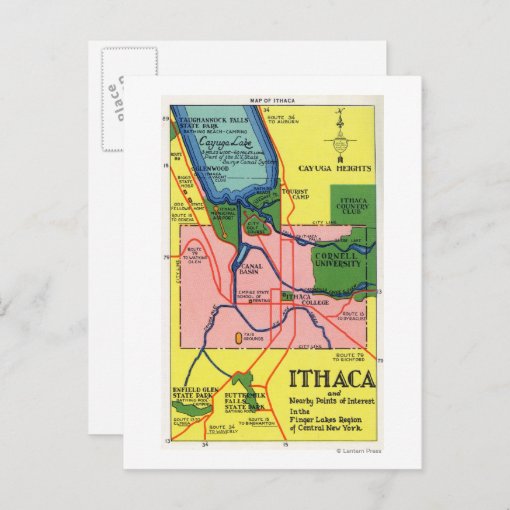 Ithaca and Nearby Points of Interest Postcard | Zazzle