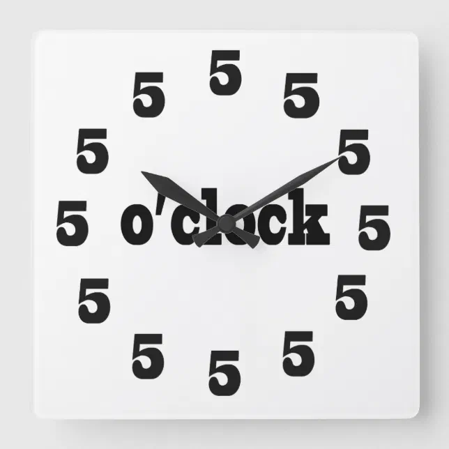 it's 5 o'clock somewhere square wall clock | Zazzle