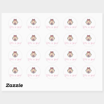it's a baby girl! classic round sticker | Zazzle