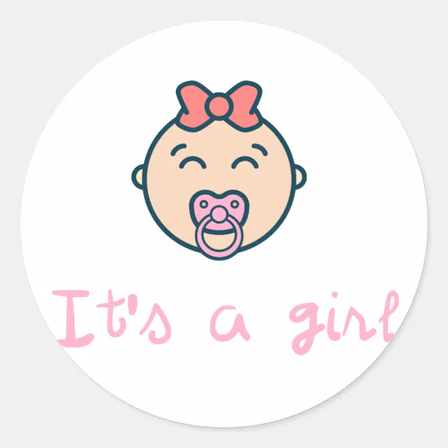 it's a baby girl! classic round sticker | Zazzle