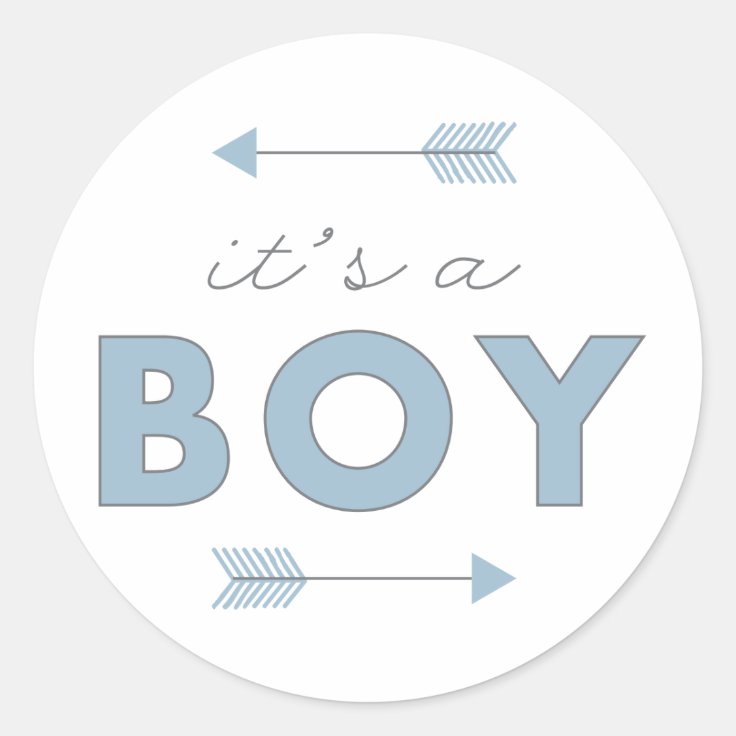 It's a Boy Arrow Baby Shower Birth Announcement Classic Round Sticker ...