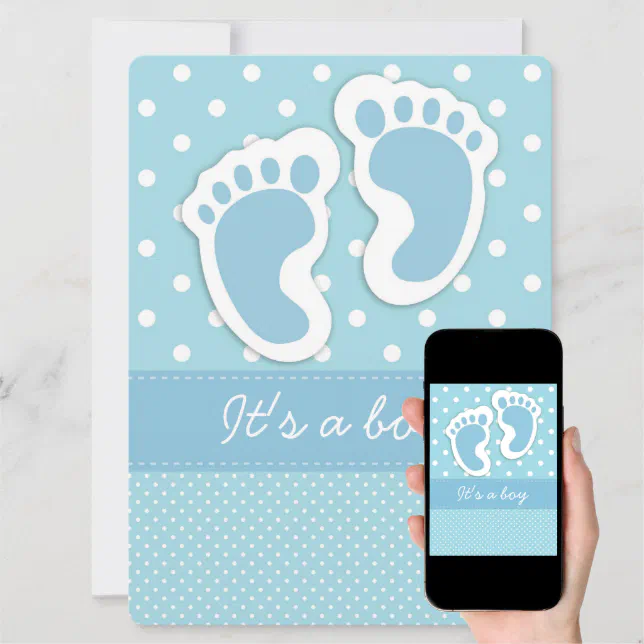 It's a Boy Baby Footprints Invitation | Zazzle