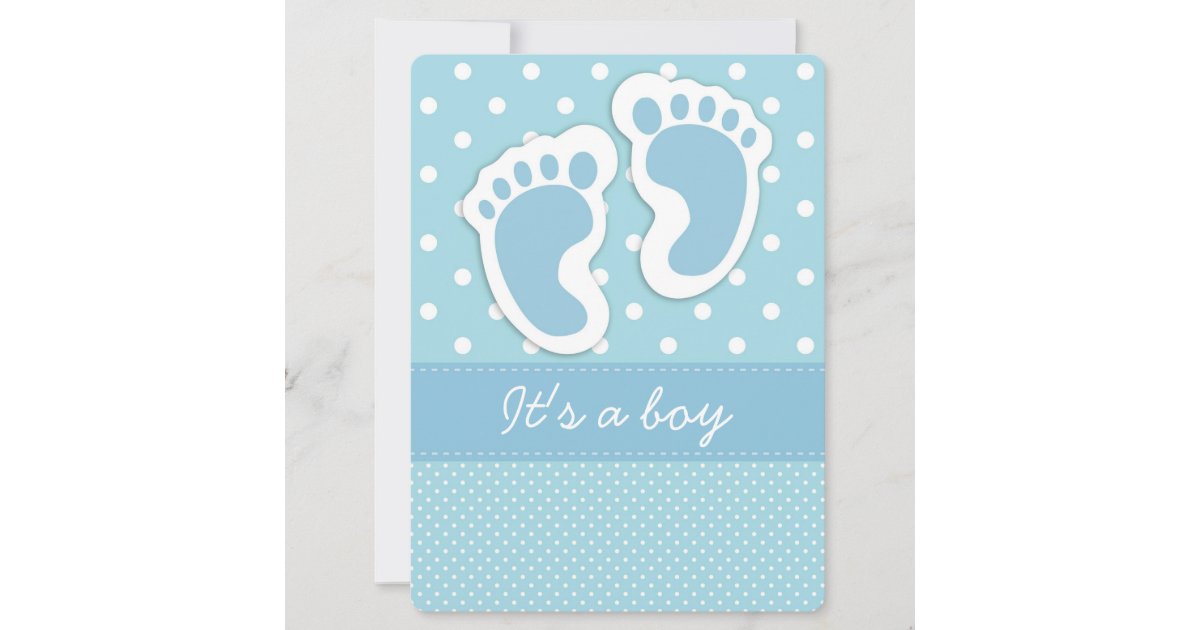 It's a Boy Baby Footprints Invitation | Zazzle